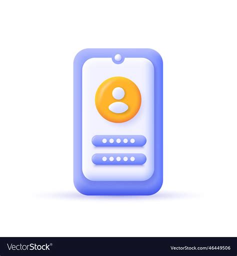 Login Screen Password Form On Mobile Phone 3d Vector Image