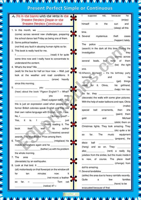 Present Perfect Simple Vs Present Perfect Continuous ESL Worksheet By Bjan