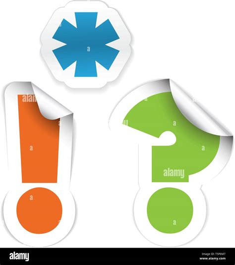 Set Of Labels Asterisk Exclamation Mark And Question Mark Stock