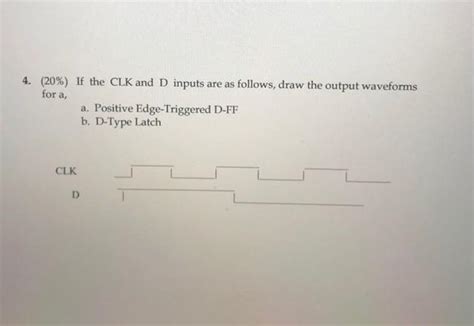 Solved 4 20 If The Clk And D Inputs Are As Follows Draw
