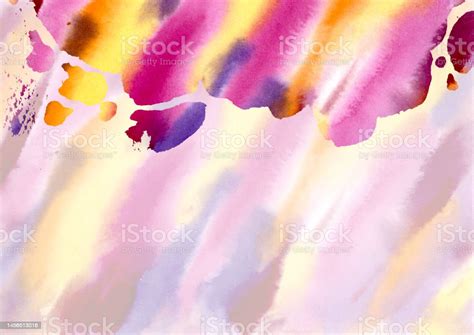 수채화 페인트 추상 멀티 컬러 배경 노란색 주황색 분홍색 보라색 및 보라색 반점과 스팟 스팟 및 스플래시 Blobs 텍스처 포장과 웹을위한 스팟의 수채화 배경 0명에 대한