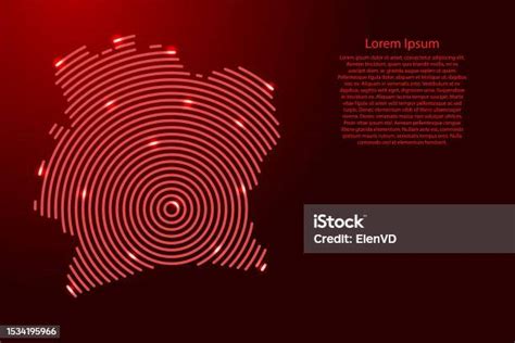 코트디부아르 지도는 미래의 동심원 빨간색 원과 배너 포스터 인사말 카드를 위한 빛나는 별에서 나온다 0명에 대한 스톡 벡터 아트 및 기타 이미지 Istock