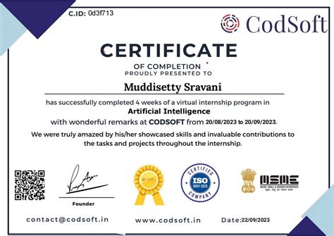 Sravani M On Linkedin Codsoftinternship