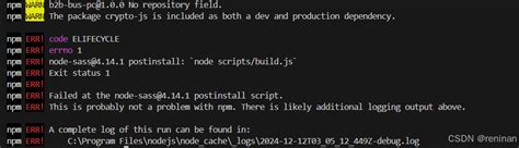 err failed at the node sass 4 14 1 postinstall script err this is