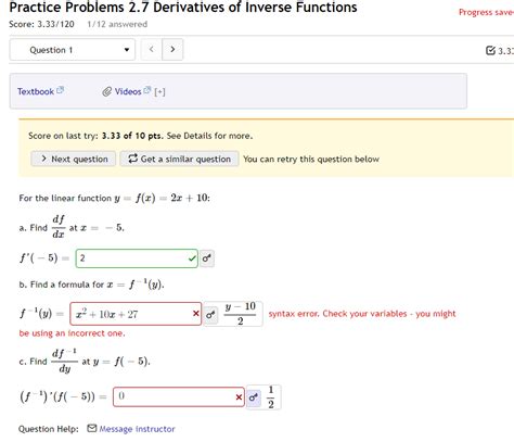 Solved Practice Problems 2 7 Derivatives Of Inverse Chegg Com