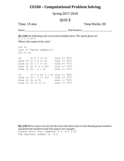 Quiz Questions And Answers CS Computational Problem Solving Spring