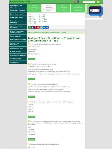 Transmission And Distribution Multiple Choice Questions 31 45 Pdf
