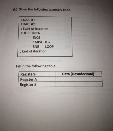 B Given The Following Assembly Code Ldaa 1 Ldab