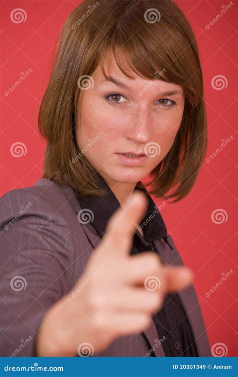 Woman Pointing With Finger Stock Image Image Of Frustrated 20301349