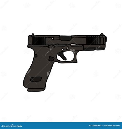 Glock G17gen5 Doodle Icon Vector Color Line Illustration 248957665