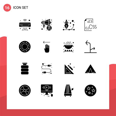 Editable Vector Line Pack Of 16 Simple Solid Glyphs Of Development Css World Coding Pen Editable