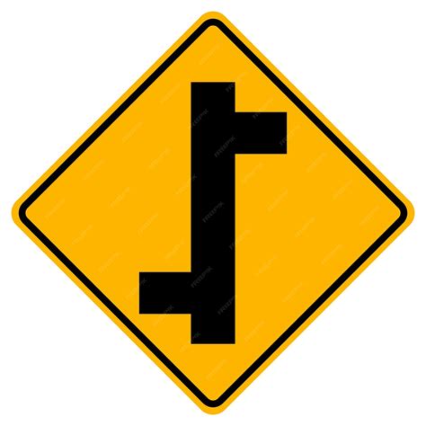 Premium Vector Warning Signs Offset Road Junction Left And Right On