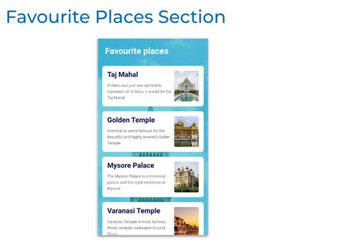 building static website part 2 favourite places section by bhavitha
