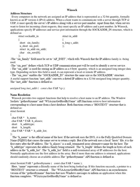 33 Winsock Other Functions Pdf Port Computer Networking