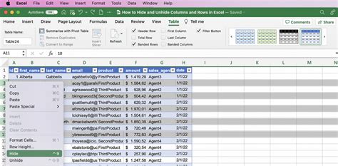 How To Hide And Unhide Columns And Rows In Excel Layer Blog