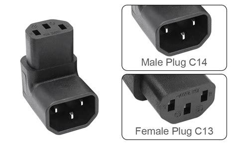 Yacsejao C14 To C13 Power Adapter 2pcs Iec320 C14 To C13 Right Angle Power Adapter 90 Degree C14