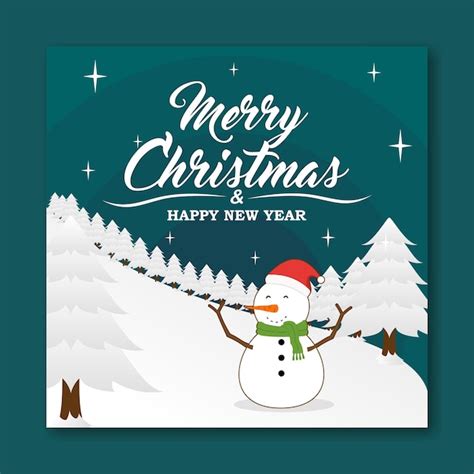 Ig 메리 크리스마스 파란색 배경 템플릿 인사말 카드 피드 프리미엄 벡터