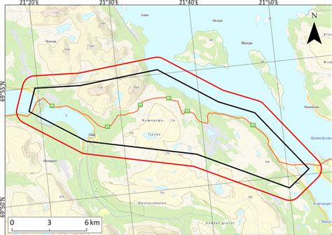 Example Of Polygon Around One Of The Planned Routes With A 1 Km Wide