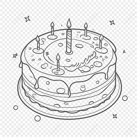 Coloring Page Of Birthday Cake Outline Sketch Drawing Vector Candle Birthday Cake Line Art