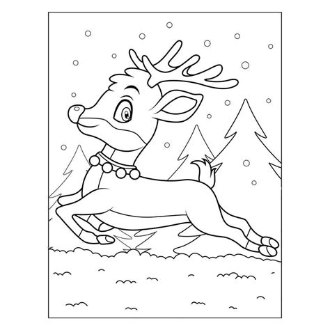 Раскраска Олень Рудольф распечатать или скачать