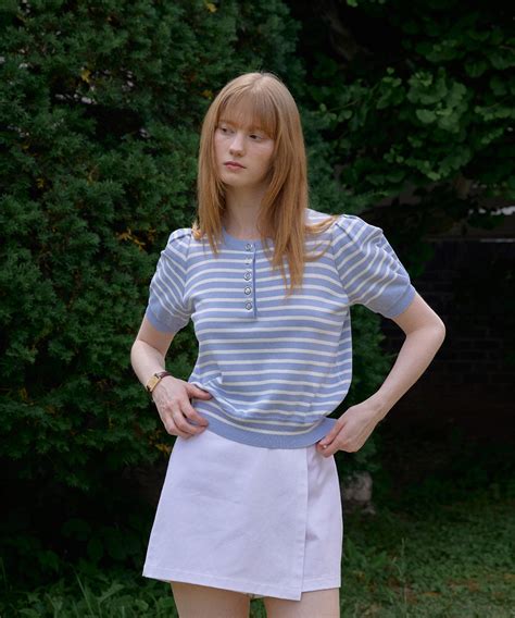 레터프롬문 클린 스트라이프 하프 니트 3 Colors