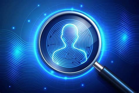 3d Identity Person With Fingerprint Scan Loupe Icon People Search