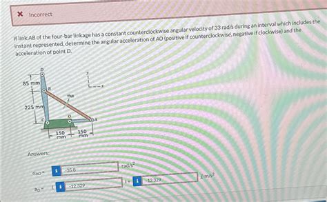Solved Incorrectif Link Ab ﻿of The Four Bar Linkage Has A