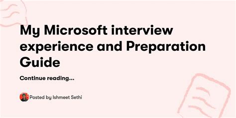 My Microsoft Interview Experience And Preparation Guide — Ishmeet Sethi Buymeacoffee
