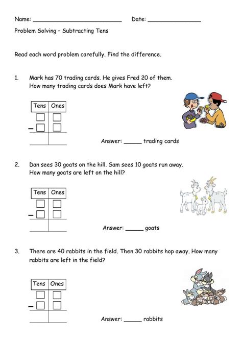 Subtracting Tens Interactive Worksheet