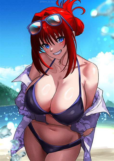 Fukou Aozaki Aoko Melty Blood Tsukihime Breast Hold Absurdres