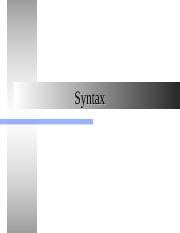 03 Syntax Ppt Syntax Introduction Syntax Is The Structure Of A Language I E The Form That