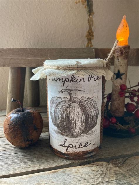 Pumpkin Spice Tin Can Primitive Primitive Tiered Tray Pumpkin Decor