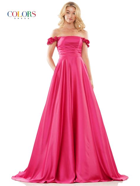 Fuchsia Colors 2861 Colors Long Off Shoulder Formal Dress Formal