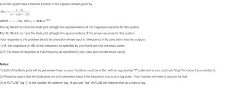 Solved A Certain System Has A Transfer Function In ﻿the