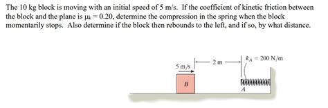 Solved The Kg Block Is Moving With An Initial Speed Of Chegg
