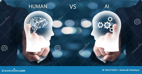Human Head Vs Ai Human Intelligence Vs Artificial Intelligence Stock