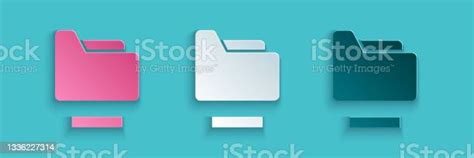 파란색 배경에 격리된 문서 폴더 아이콘을 용지 잘라냅니다 회계 바인더 기호입니다 부기 관리 종이 아트 스타일 벡터 녹색에 대한 스톡 벡터 아트 및 기타 이미지 Istock