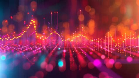 Abstract Line Graph Visualization With Glowing Lights Illustrating Financial Growth And Success