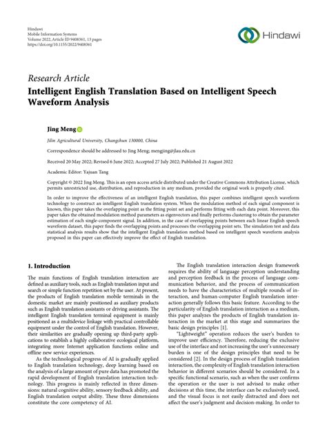 Pdf Intelligent English Translation Based On Intelligent Speech