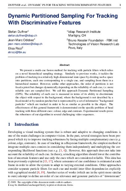 pdf dynamic partitioned sampling for tracking with discriminative
