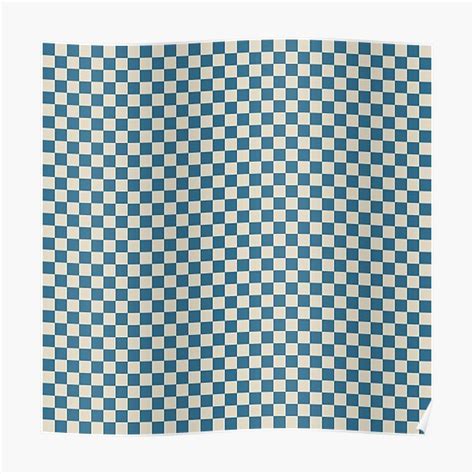 Tiny Checks Check Pattern In Boho Blue And Beige Poster For Sale By