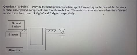 Solved Question 3 10 Points Provide The Uplift Pressure Chegg Com