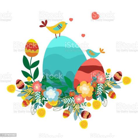부활절 달걀 엽서 스프링 카드 행복 한 부활절 벡터 선물 카드 0명에 대한 스톡 벡터 아트 및 기타 이미지 0명 꽃 식물 녹색 Istock