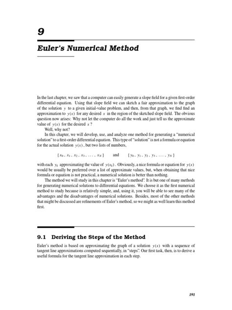 Euler Method Review Pdf Numerical Analysis Tangent