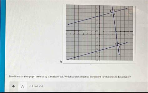 Solved Two Lines On The Graph Are Cut By A Transversal Which Angles Must Be Congruent For The