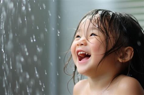 Shower Serenade Cute Asian Girl Premium Ai Generated Image