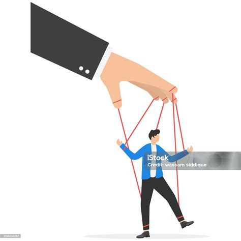 통제 꼭두각시 인형 꼭두각시 인형 또는 착취 권위 또는 보스 마이크로 관리 독재자 또는 노예 개념 사업가 꼭두각시 인형의 손 제어 끈에 의한 가스라이팅 지배 또는 조작 가스