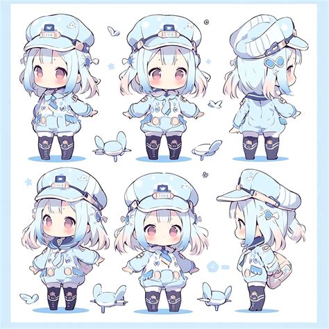 Premium Photo Character Of Female Chibi Kawaii Pilot Aviator Fashion