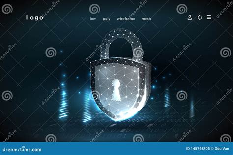 Lockpolygonal Wireframecyber Security Concept Cyber Data Security Or Information Privacy