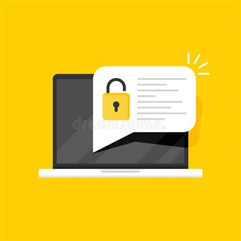 Laptop With Password Notification Icon In Flat Style Authentication Vector Illustration On